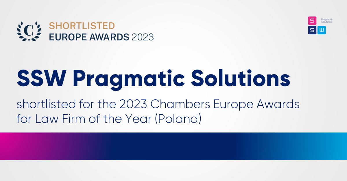 SSW Pragmatic Solutions shortlisted for the 2023 Chambers Europe Awards for Law Firm of the Year ...